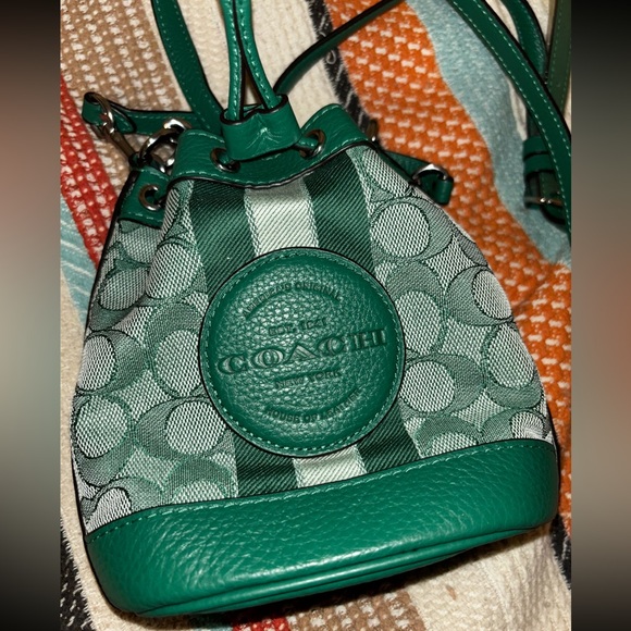 Coach | Bags | Mini Coach Jacquard Bucket Bag Green | Poshmark